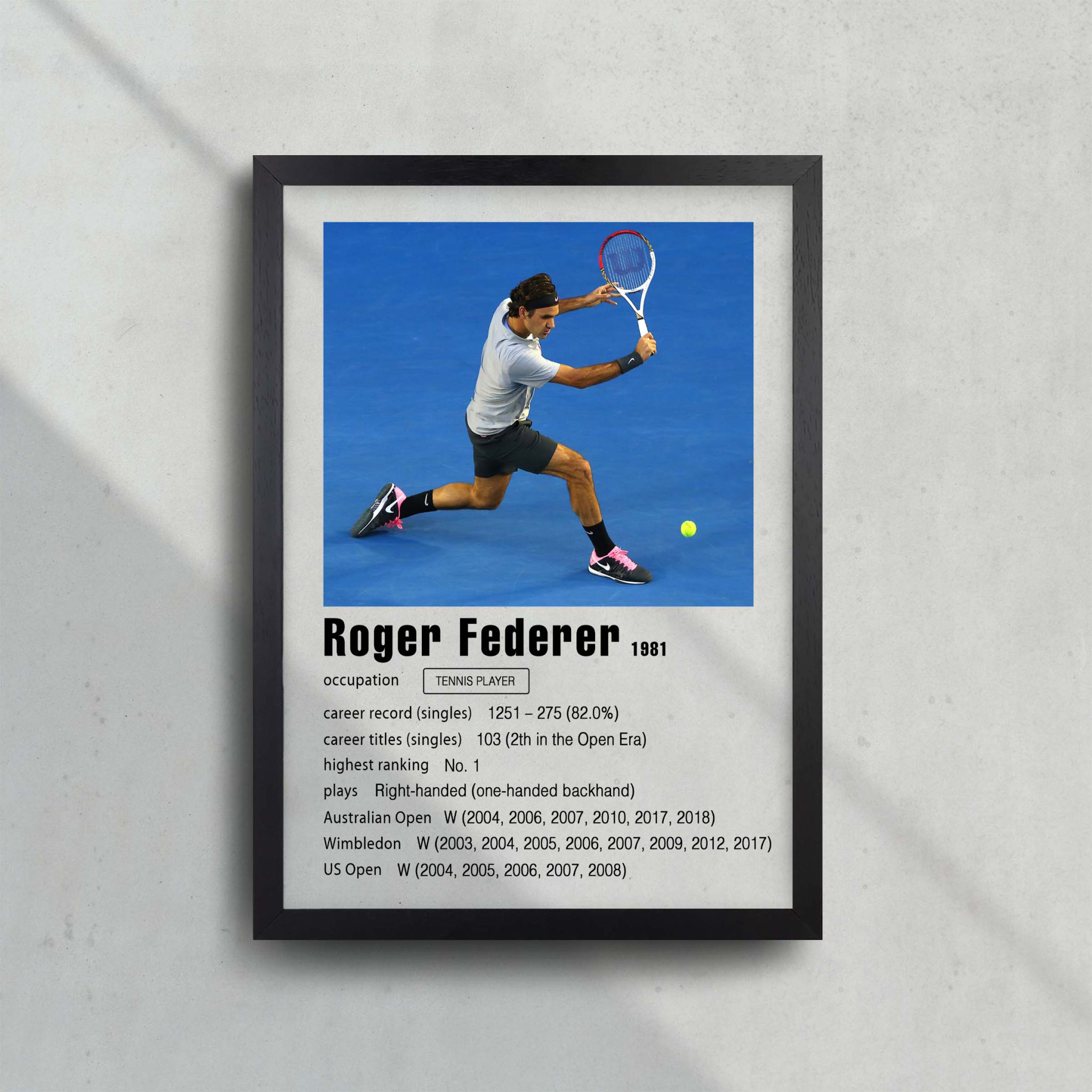 Roger Federer Bio Frame - Happy Walls